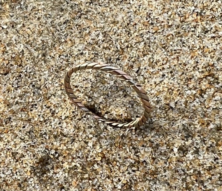 Small Thin Gold Ring Found After Lost in Sand at Newport Beach, CA.